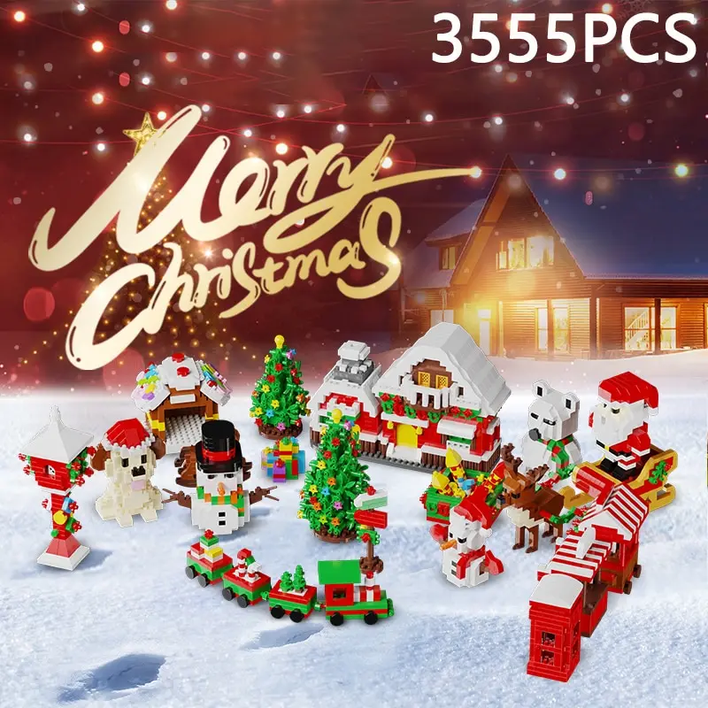 3555PCS-Christmas-House-Scene-Building-Blocks-Set-Santa-Claus-Elk ...