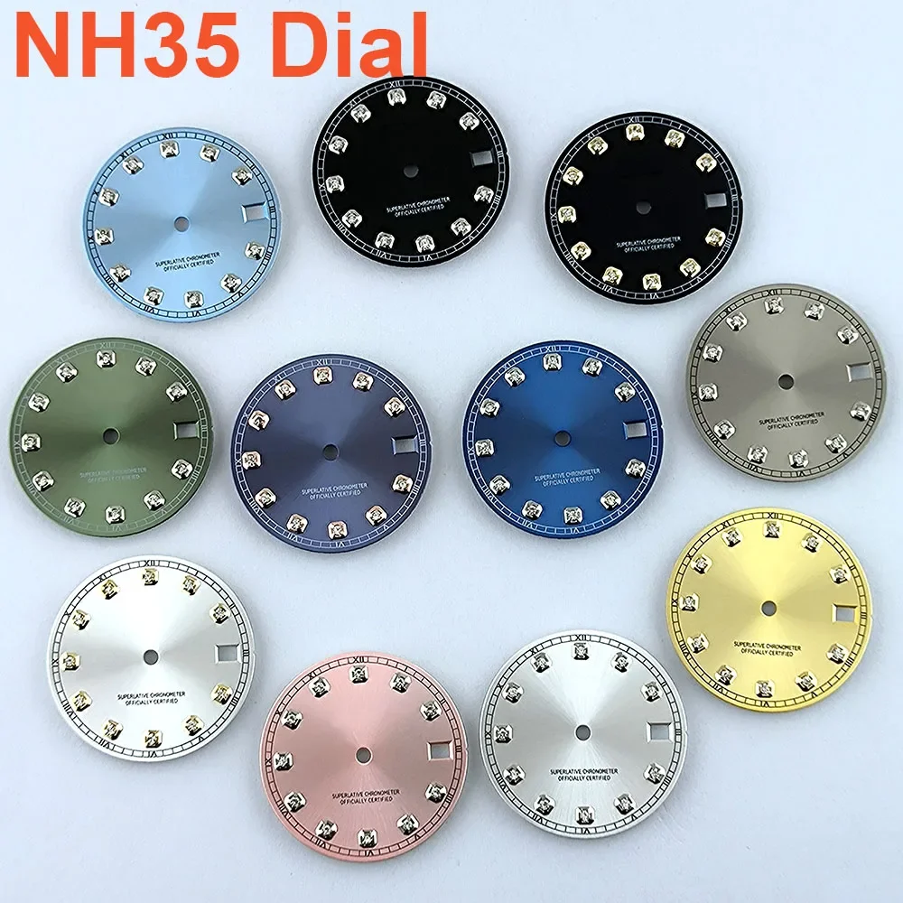 28-5mm-NH35-Dial-Hands-S-logo-Dial-Needles-Diamond-Number-face-Suitable ...
