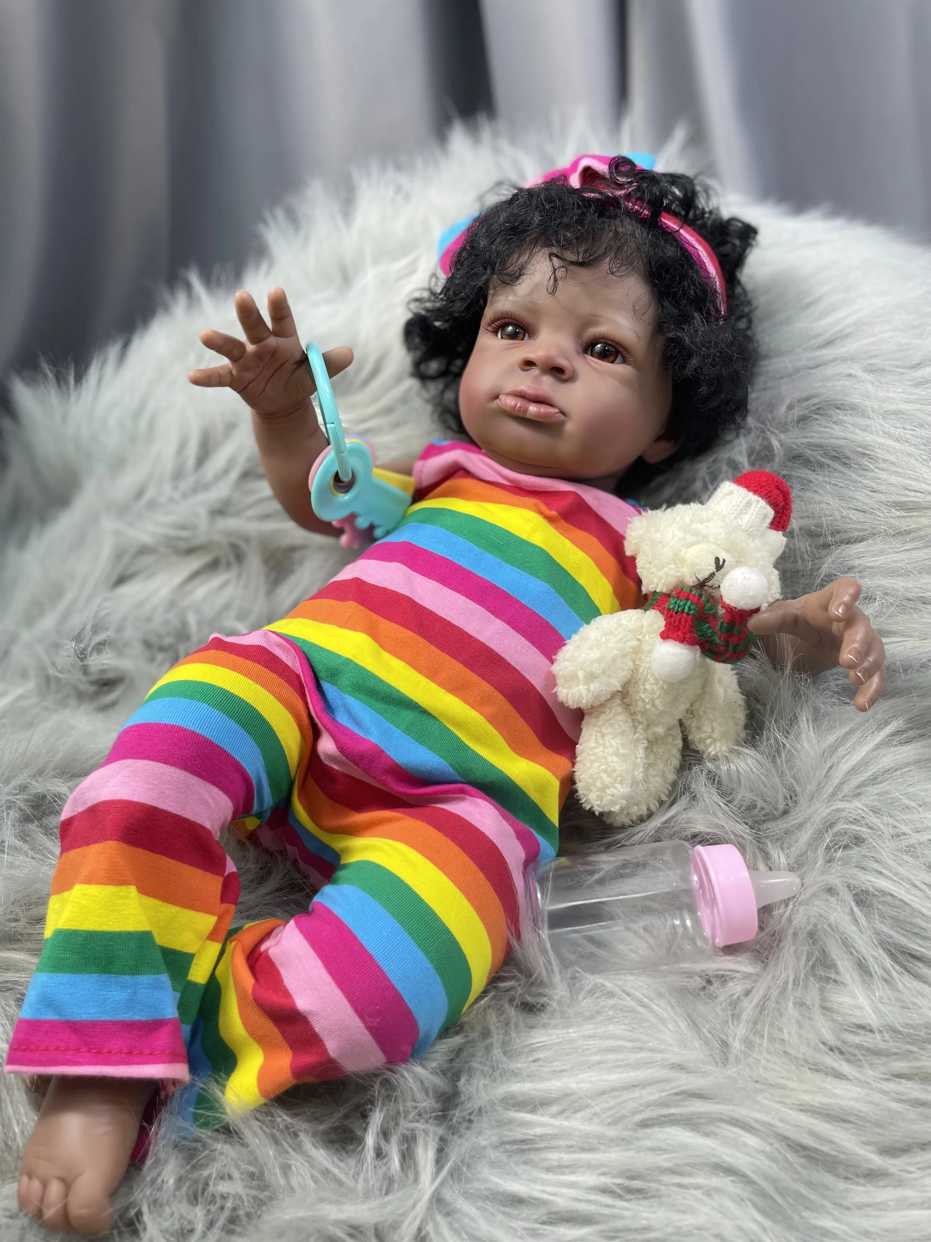 MRB-Mu-eca-de-beb-Reborn-de-piel-oscura-Lanny-ni-a-linda-chica-negra ...