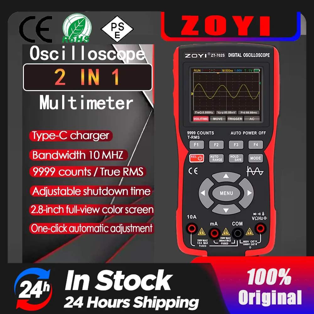 ZOYI ZT702S Digital Multimeter Auto True RMS Tranistor Probe Multimetro ...