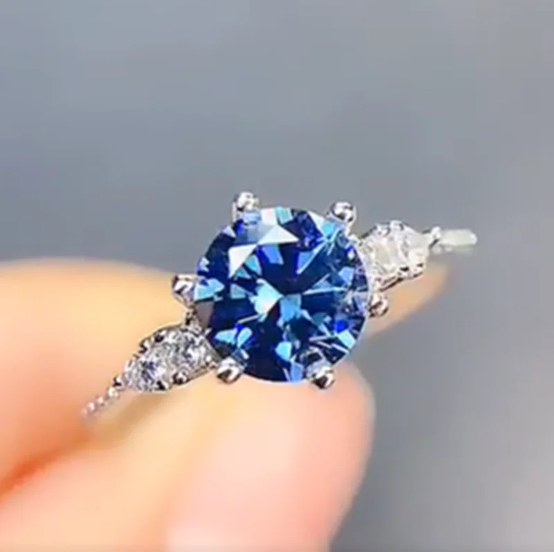 Real Moissanite Women Jewelry | Engagement Rings Women Blue - New Blue ...