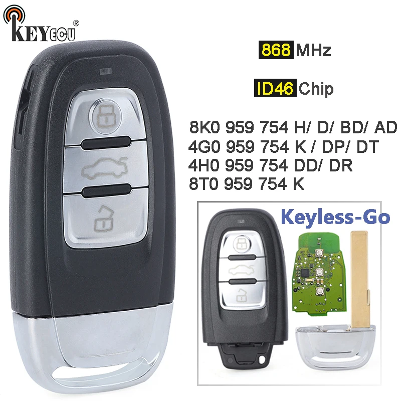 KEYECU-868MHz-ID46-8K0959754H-BD-4G0959754K-4H0959754DD-8T0959754K ...