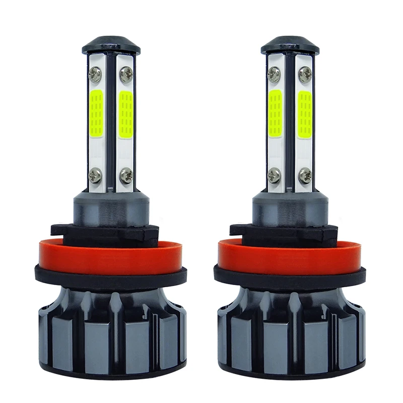 H11-LED-Headlight-Bulb-4-Sides-Fanless-Car-Light-9005-HB3-9006-HB4-H8 ...