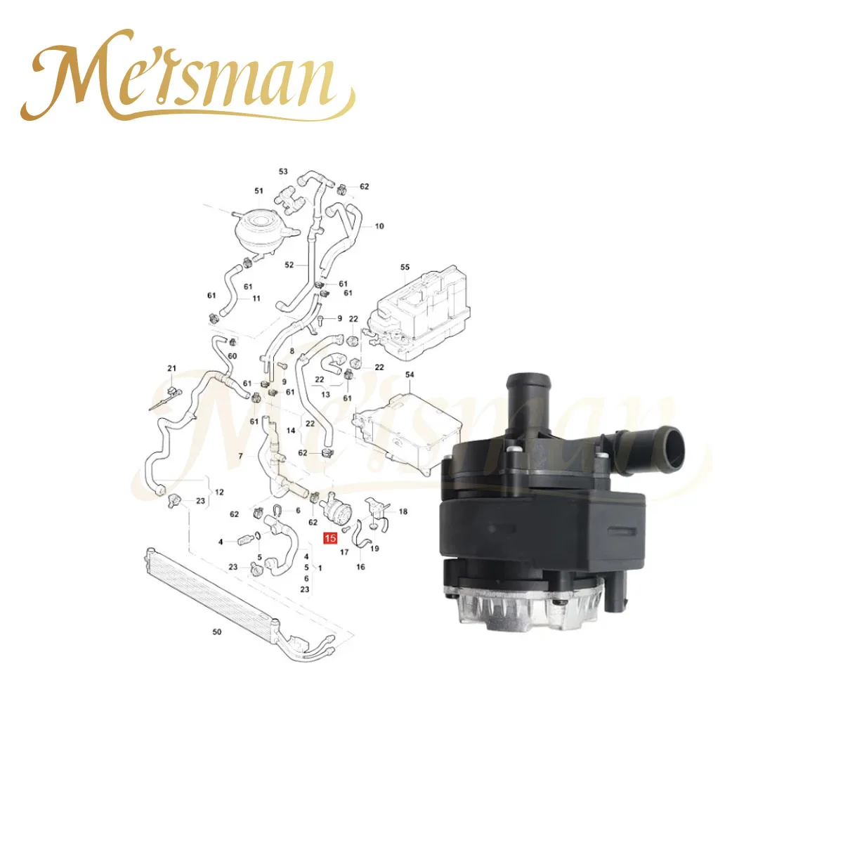 Electric Cooling Water Pump For AUDI 16-18 A3 Sportback E-Tron 1.4L-L4 ...