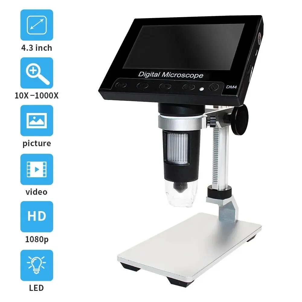 DM4-4-3-Digital-Stereo-Microscope-1000X-USB-Amplifier-Electronic ...