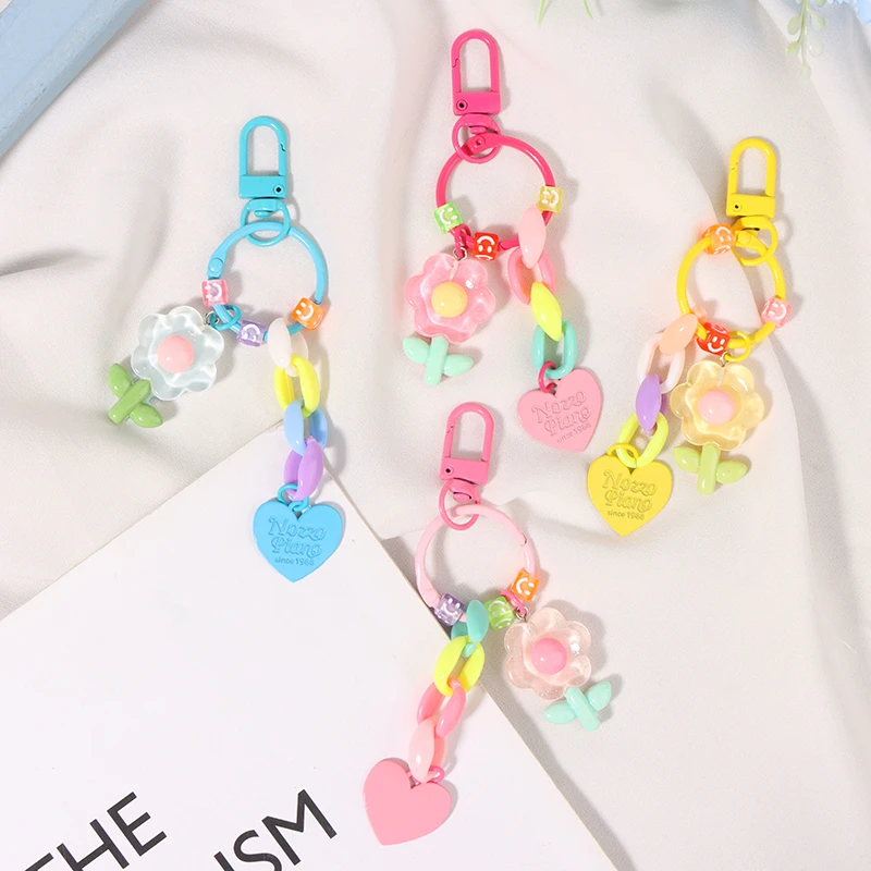 Cute Tulip Key Chain Flower Pendant Love Key Ring Backpack Car Charms ...