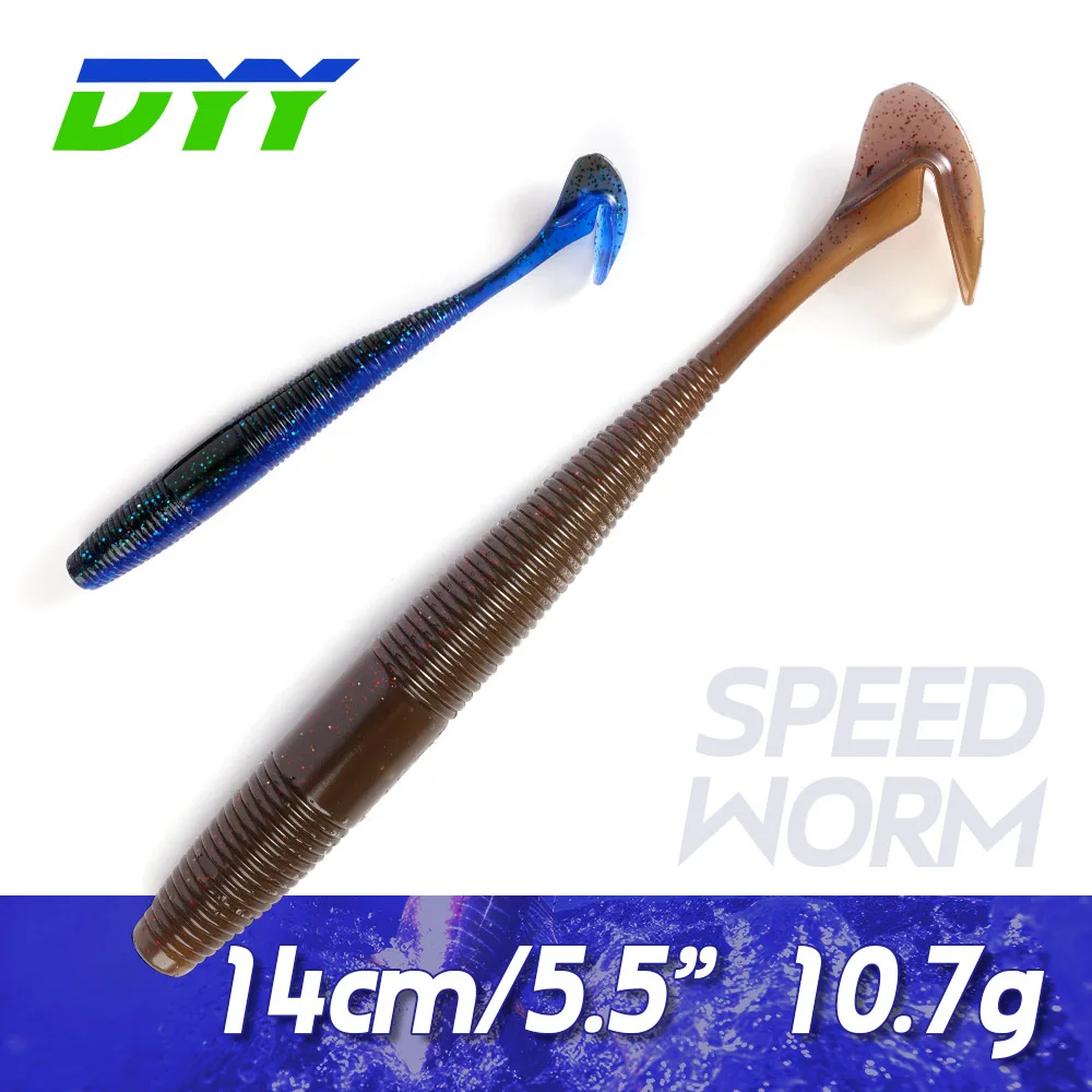 DYY Speed Worm Soft Bait 14cm 5.5" Silicone Soft Lure Paddle Tail ...