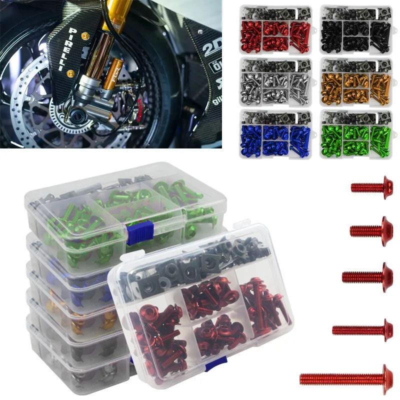 195Pcs-Motorcycle-Fairing-Bolt-Kit-Aluminum-Fasteners-Kit-With-Screws ...