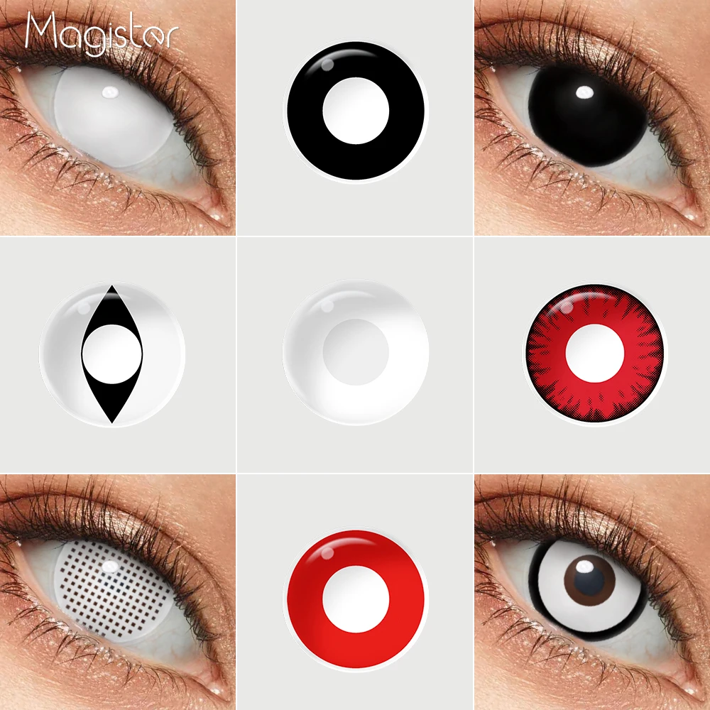 1 Pair Halloween Contacts Lenses Color Contacts Red Blackout White ...