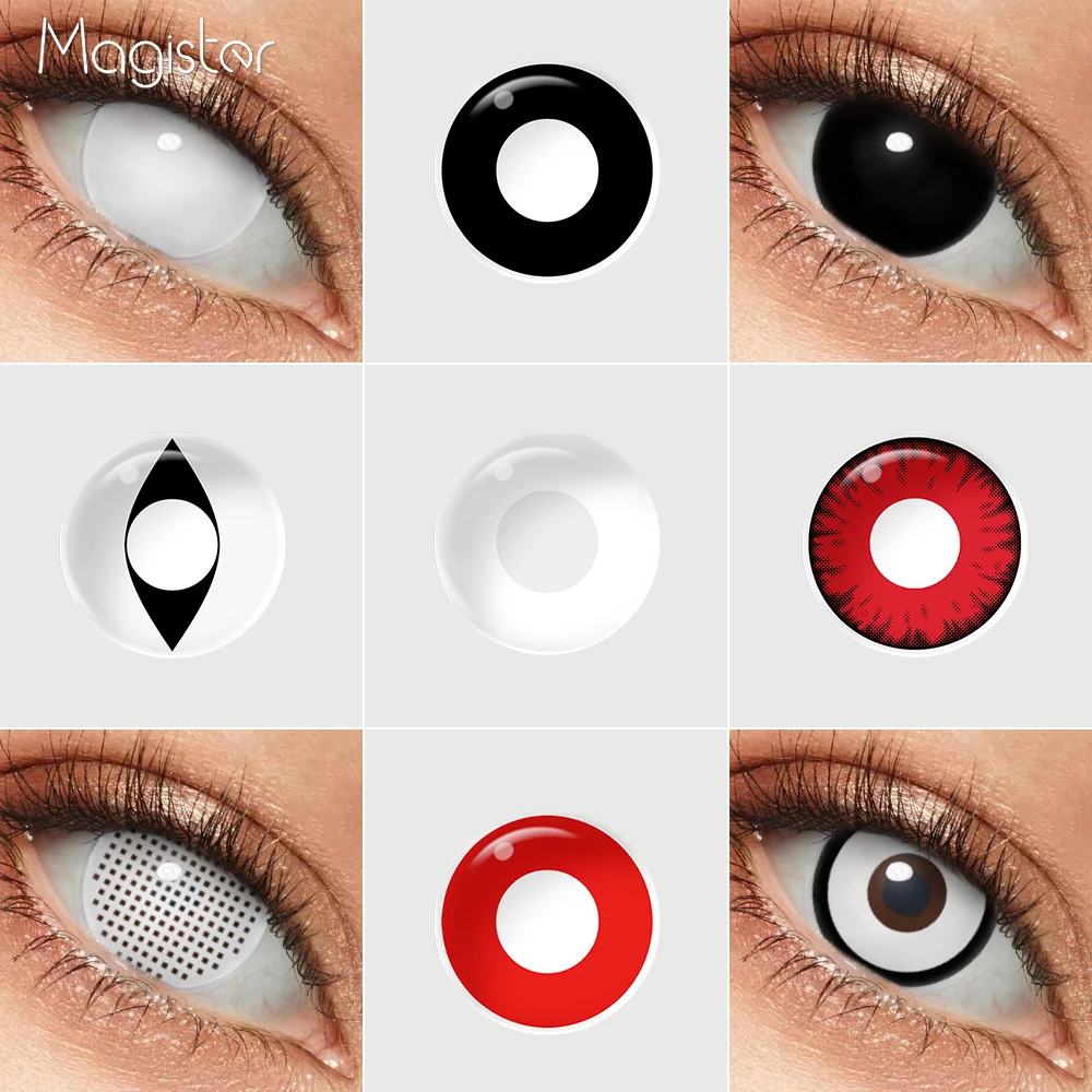 1 Pair Halloween Contacts Lenses Color Contacts Red Blackout White ...