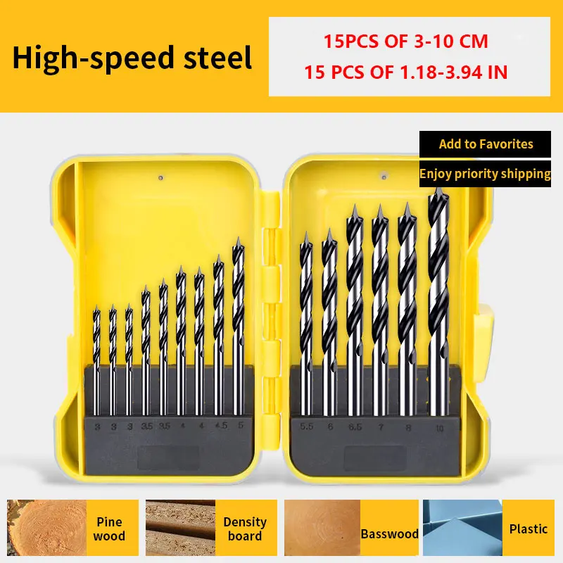 15Pcs-Set-Wood-Drill-Bit-Set-3MM-10MM-Drill-Bits-Kit-For-Woodworking ...