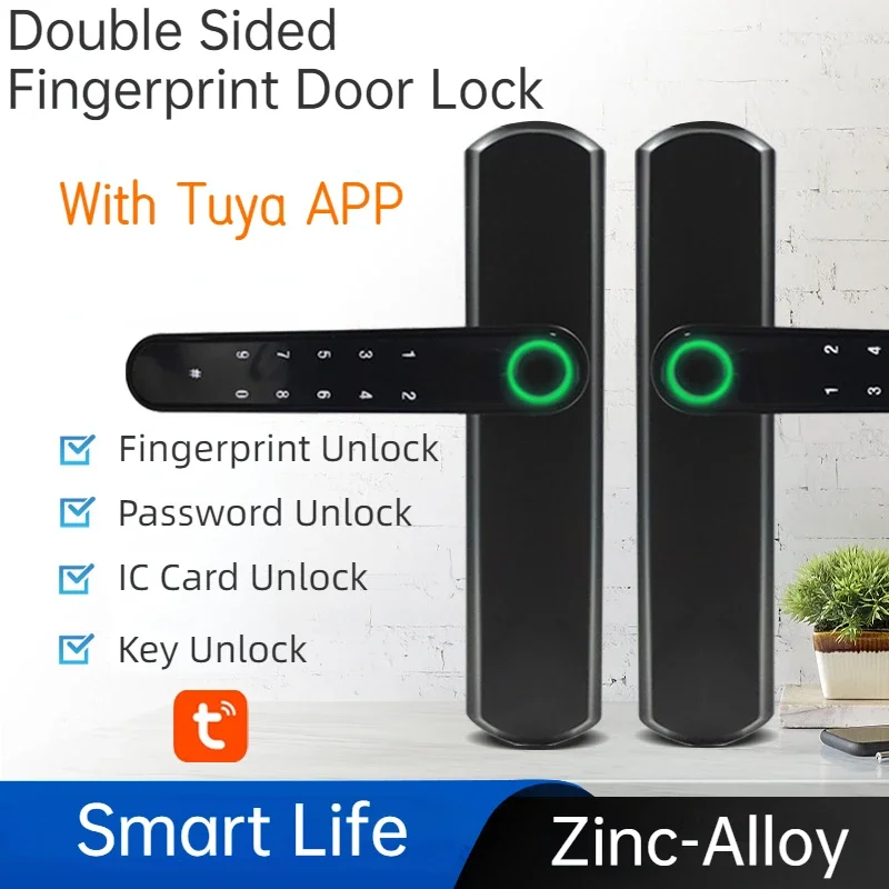 Double-sided-fingerprint-graffiti-smart-lock-iron-fence-door-handle ...
