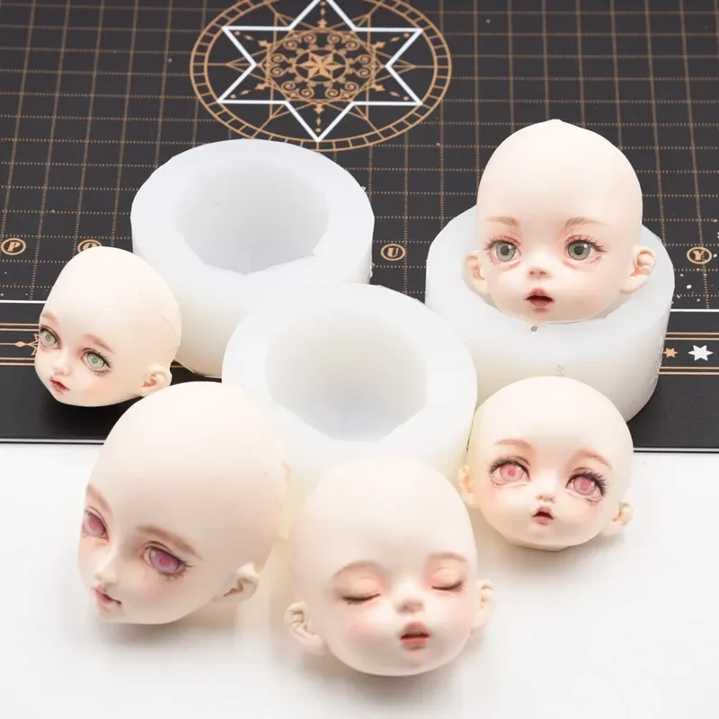 Ultra Light Polymer Clay Silicone Facial Mold DIY Pottery Manual Doll ...