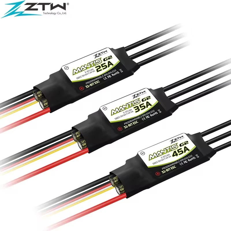 ZTW Upgraded 32-Bit ESC Mantis G2 25A/35A/45A 2-6S With 5/6/7.4V SBEC ...