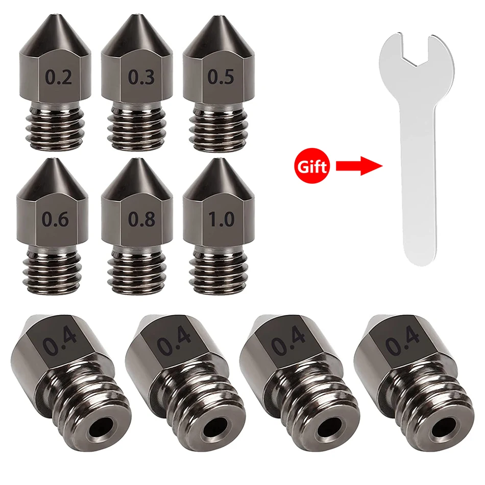 10pcs MK7 MK8 Nozzle Super Hard Steel Corrosion Resistant Extruder ...