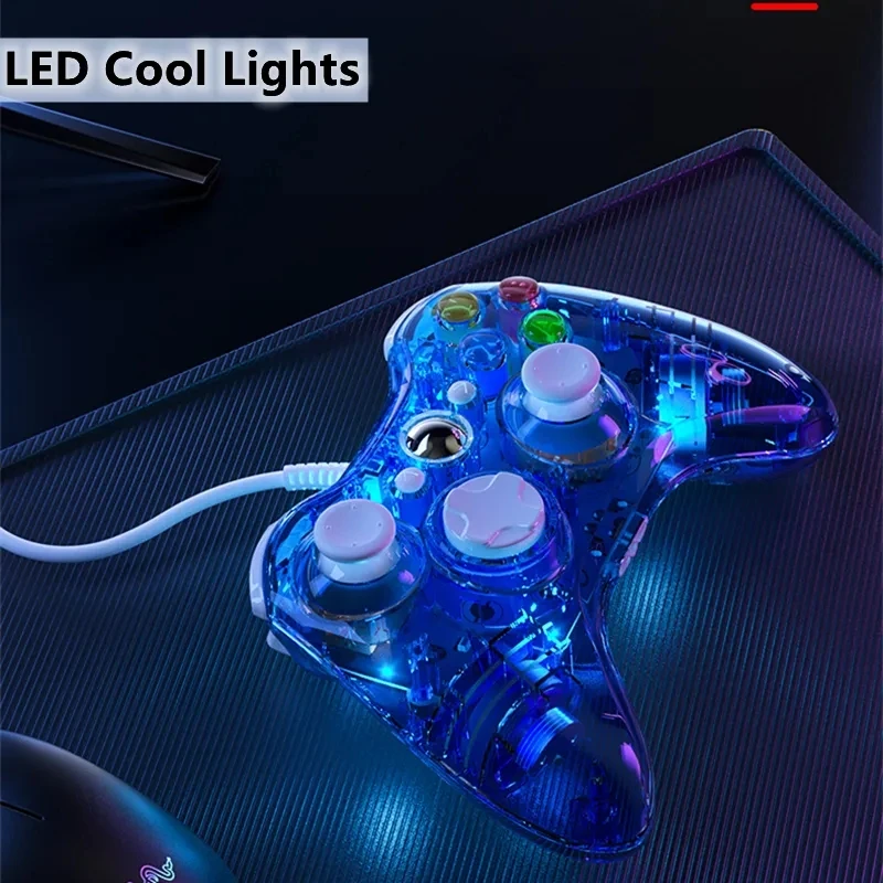 Aolion Transparent LED Light Gamepad For Xbox 360 Wired Controller ...