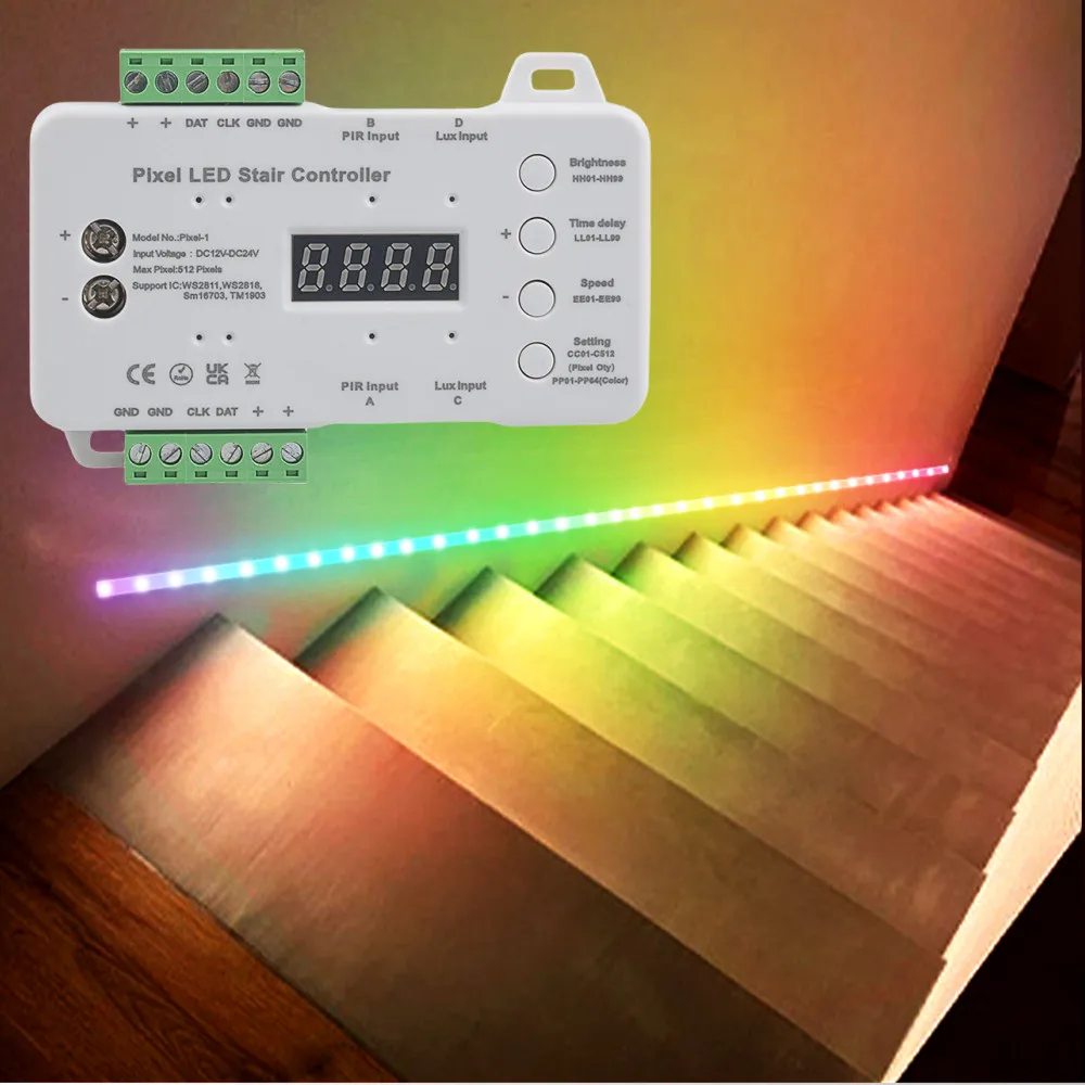 Pixel-Stair-Controller-PIR-Motion-Daylight-Sensor-Step-Staircase-Dimmer ...