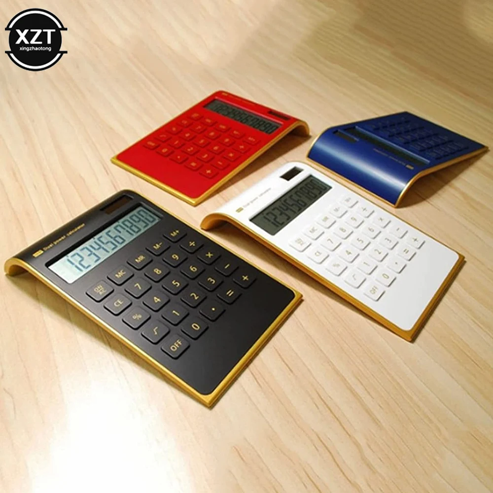 Ultra-Thin-Portable-Mini-Calculator-Gold-Frame-Arithmetic-Numbers-Solar ...