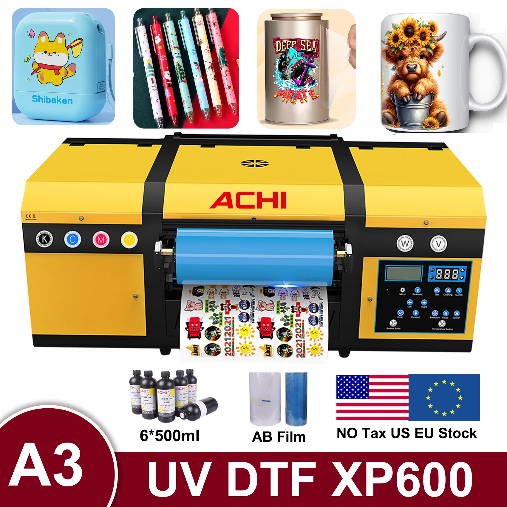 ACHI A3 UV DTF Printer 2 in 1 XP600 Sticker Printer Transfer Stickers ...