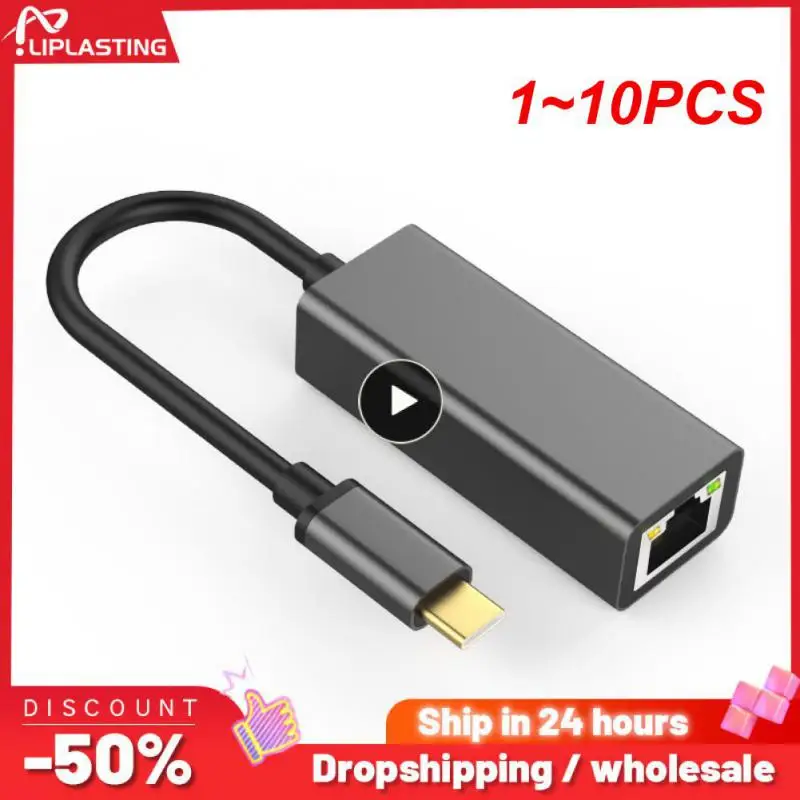 1-10PCS-Type-C-Ethernet-Adapter-Network-Card-USB-Type-C-To-RJ45-100Mbps ...