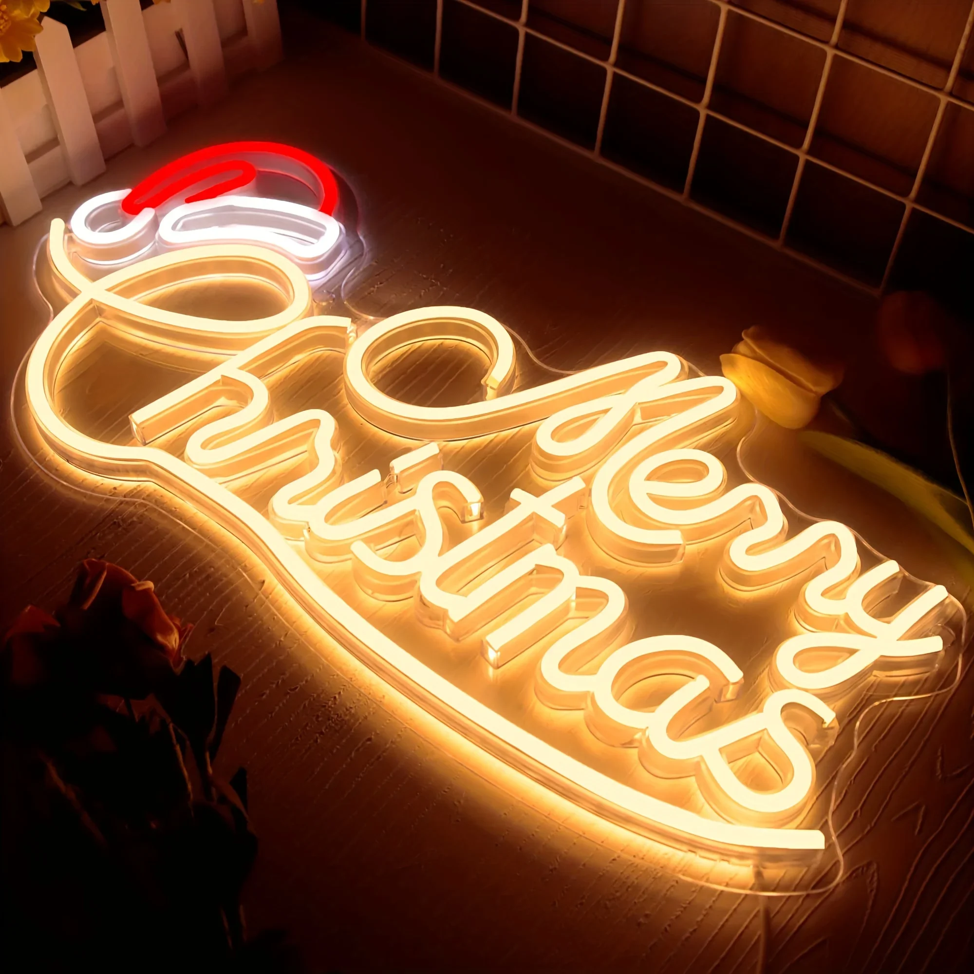 Letrero-de-ne-n-de-Feliz-Navidad-decoraci-n-de-pared-LED-colorida-con ...