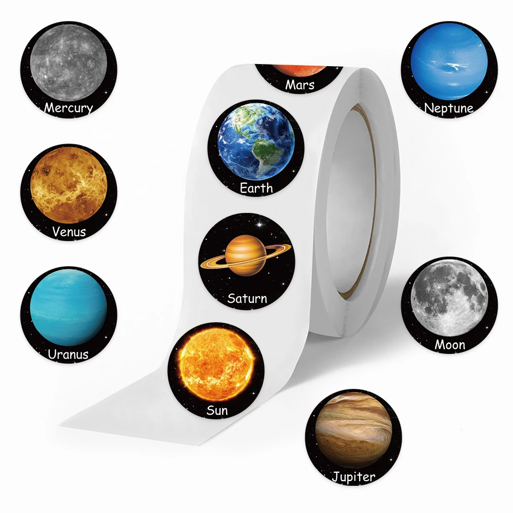500pcs-roll-Cute-Cartoon-Out-Space-Planets-Stickers-Kids-Students ...