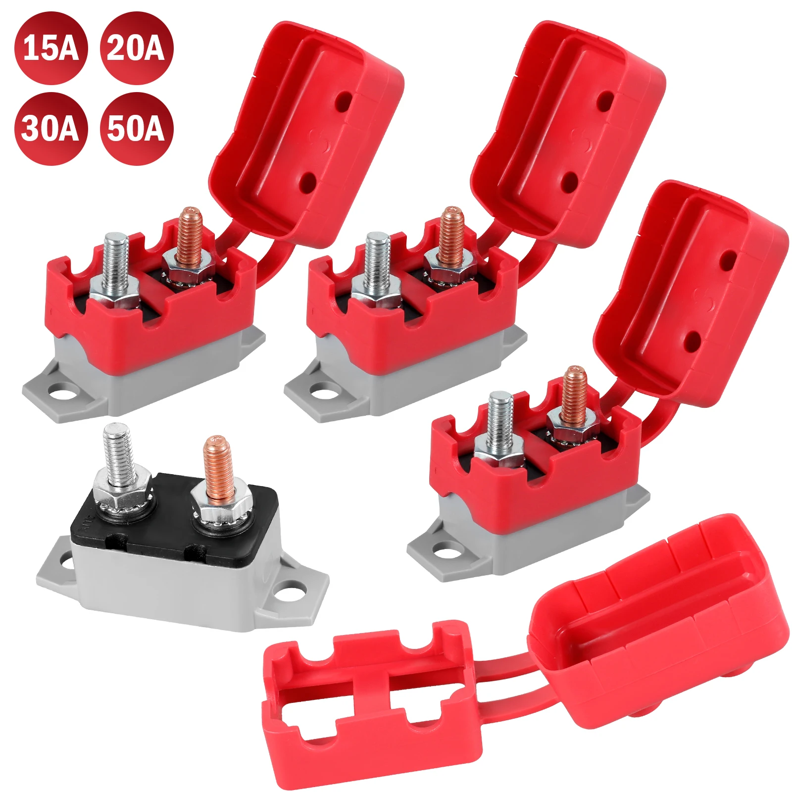 Automatic Reset Circuit Breaker with Cover Dual Battery Fuse Stud Bolt ...
