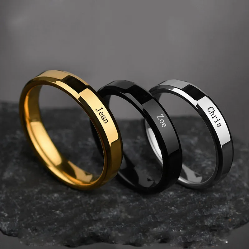 Personalized Engrave Name Letters Stainless Steel Rings For Men Women ...
