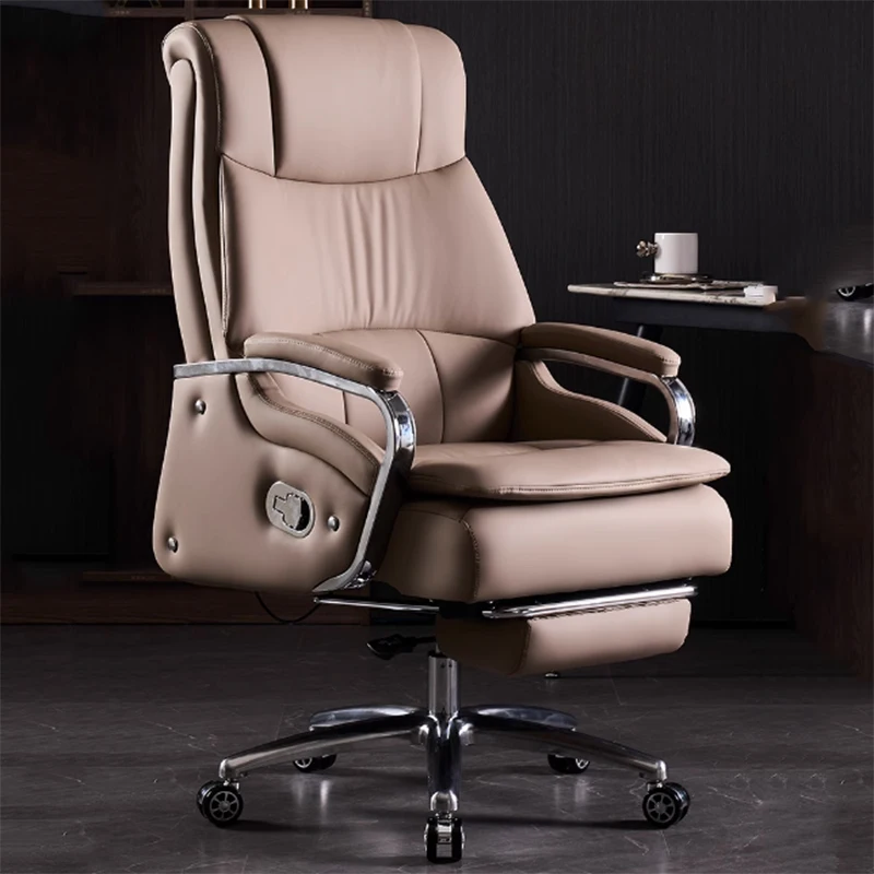 Leather-Ergonomic-Office-Chair-Computer-Lounge-Footrest-Floor-Office ...