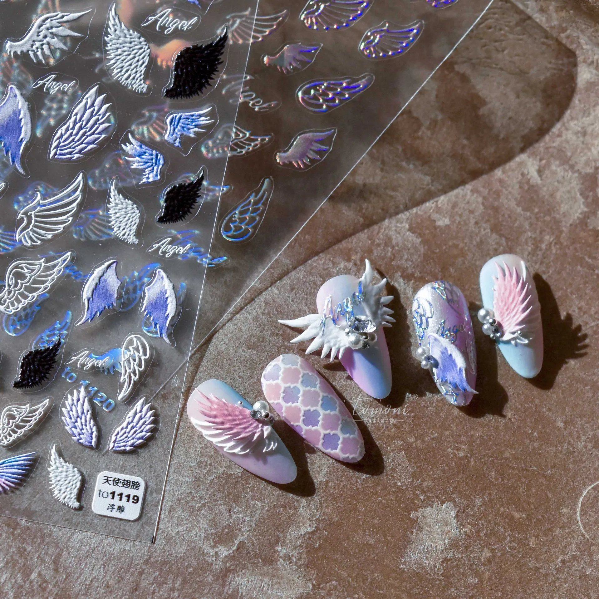 New-Craft-3D-Cute-Nail-Art-Stickers-Japanese-5D-Angel-Wings-Nail-Art ...