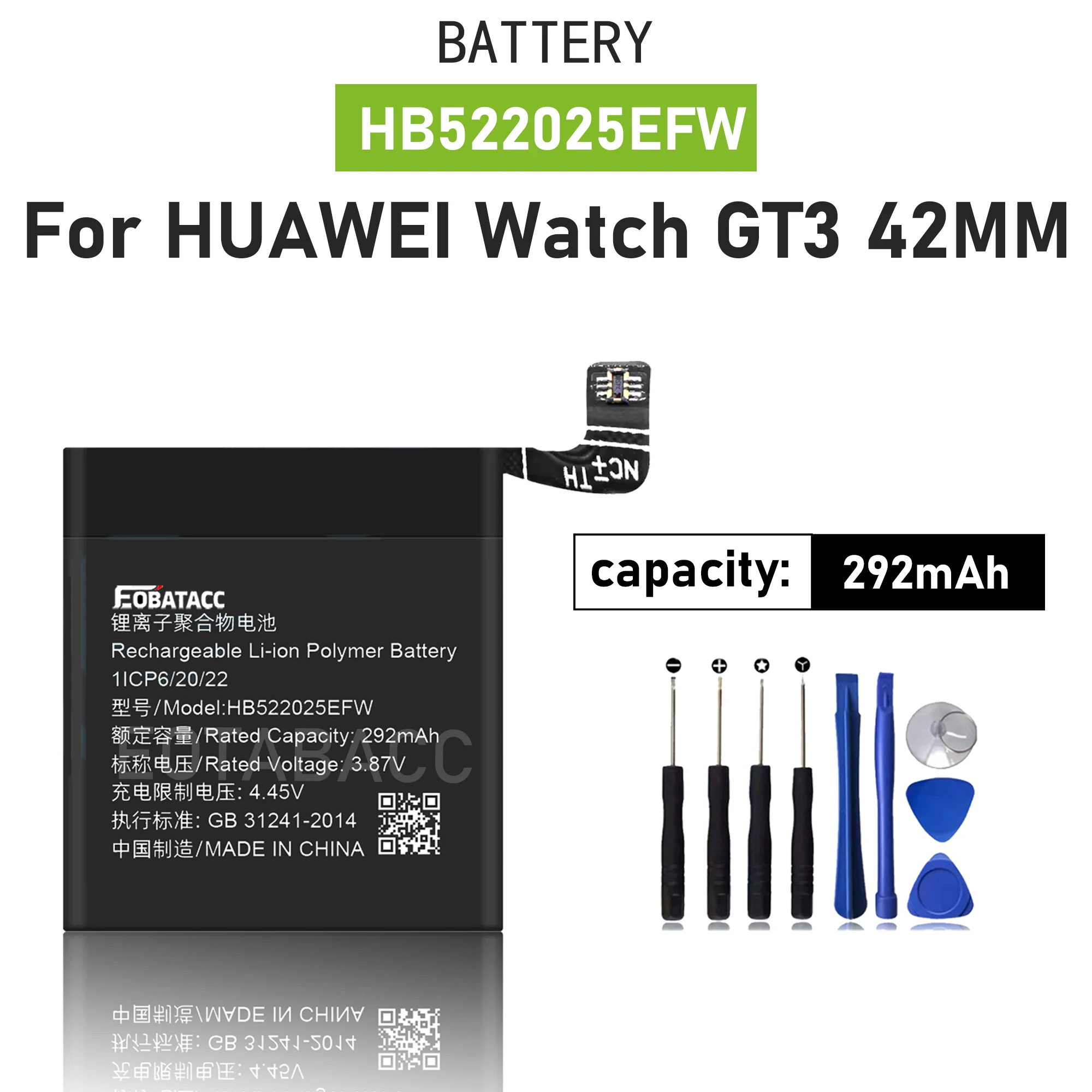 2025 Years new battery 292mAh HB522025EFW watch battery for Huawei fit ...