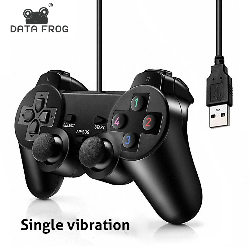 Data-Frog-Gamepad-com-fio-para-PS2-Vibration-Shock-Joypad-Controlador ...