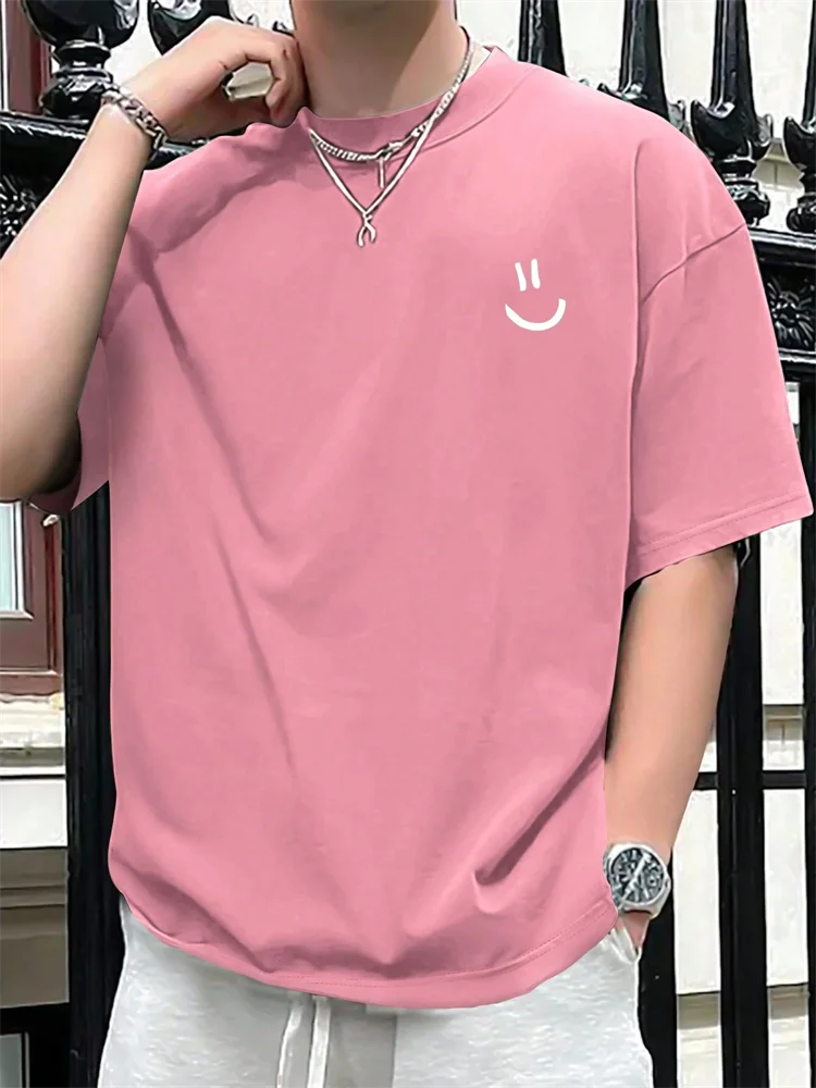 Funny Smily Face Print Tshirt Men Summer Casual Round Neck Short Sleeve ...