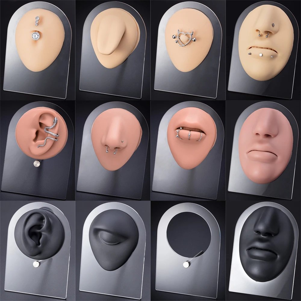 1pc-Silicone-Human-Mouth-Nose-Ear-Tongue-Model-Simulation-Face-Model-with-Display-Stand-Piercing ...