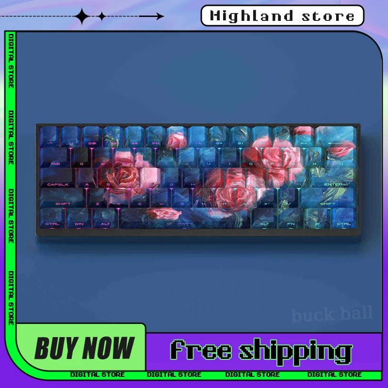 Rose-Piete-key-cap-oil-painting-wind-side-engraved-light-transmittance ...