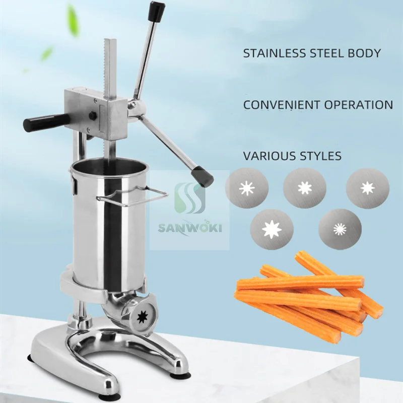 5-Nozzle Stainless Steel Hand Crank Spanish Churros Machine Maker ...