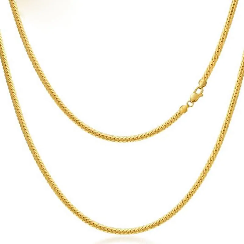 Pure-18K-Yellow-Gold-Necklace-Chain-Women-AU750-Gold-Snake-Link-Chain ...
