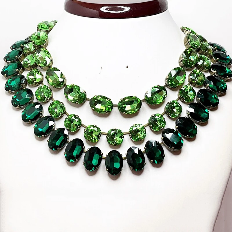 Creative-Geometric-Glass-Crystal-Necklace-Copper-Claw-Set-Green-Crystal ...