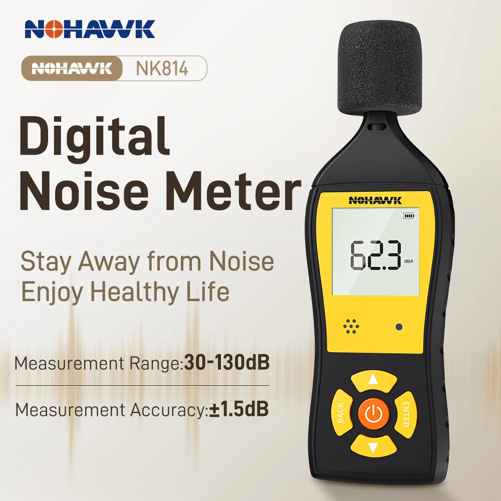 NOHAWK Mini Audio Digital Sound Level Meter Noise Measurement ...