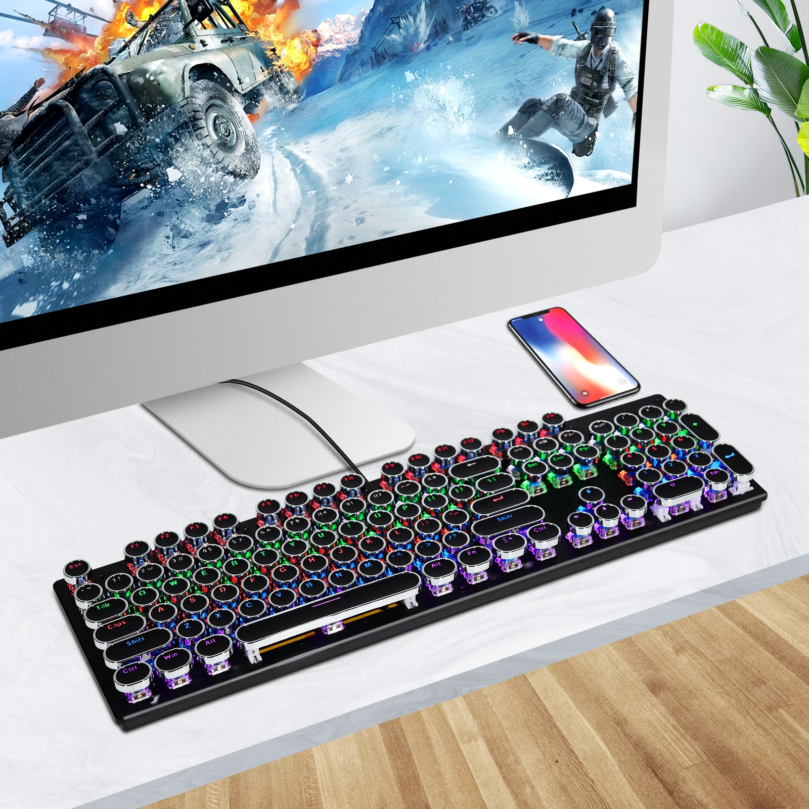 New Gaming Keyboard With Backlight 104 Keycaps Mechanical Keyboard ...