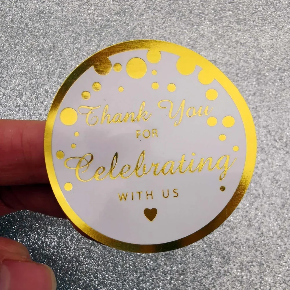 60PCS-golden-thank-you-stickers-2-inch-Thank-You-For-Celebrating-With ...