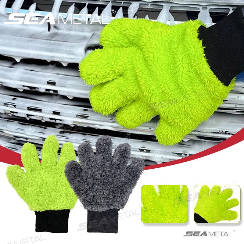 SEAMETAL-5-Finger-Double-Sided-Car-Wash-Gloves-Microfiber-Wipe-Car ...