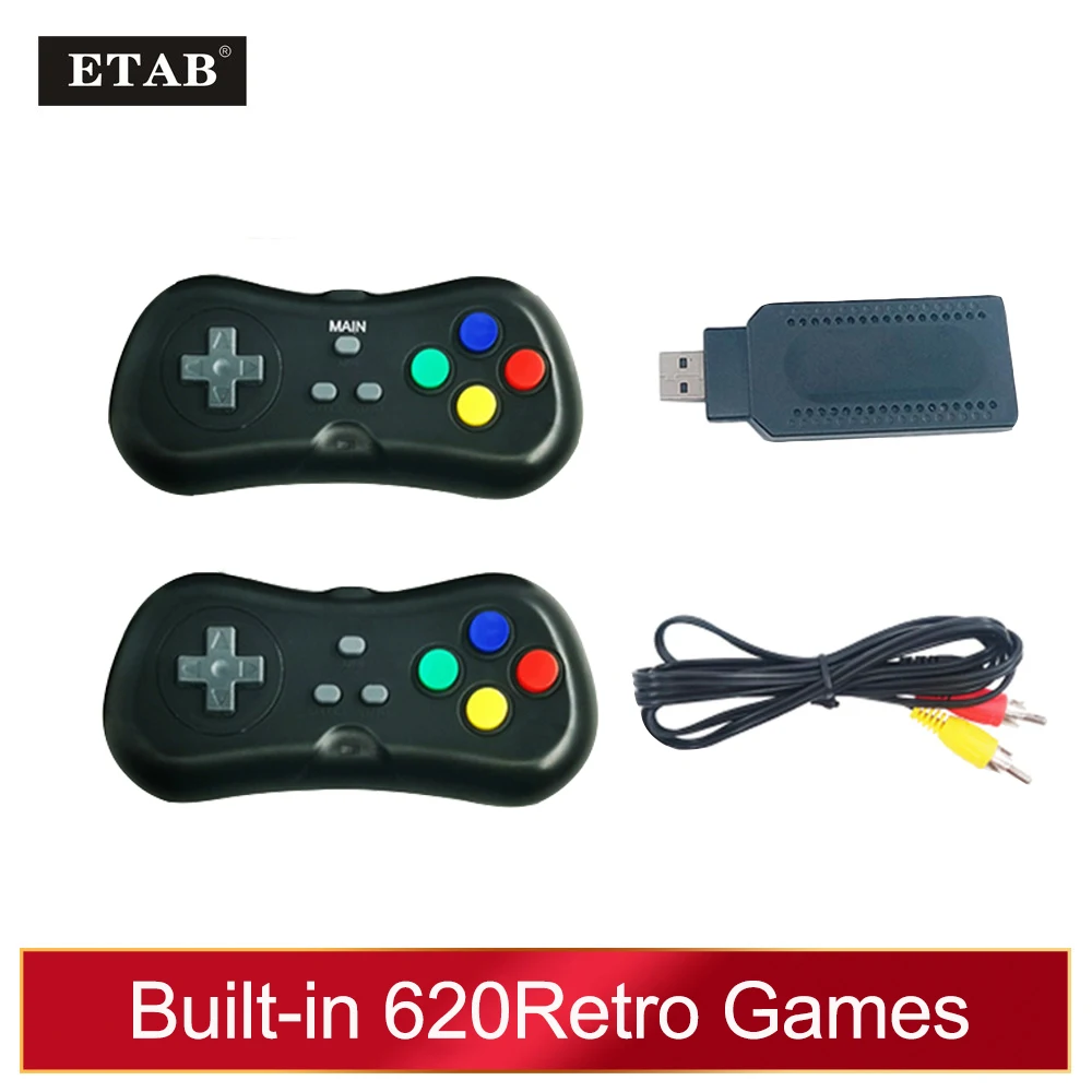 Retro Video Game Console Built In 620 Classic Games 2.4G Wireless ...