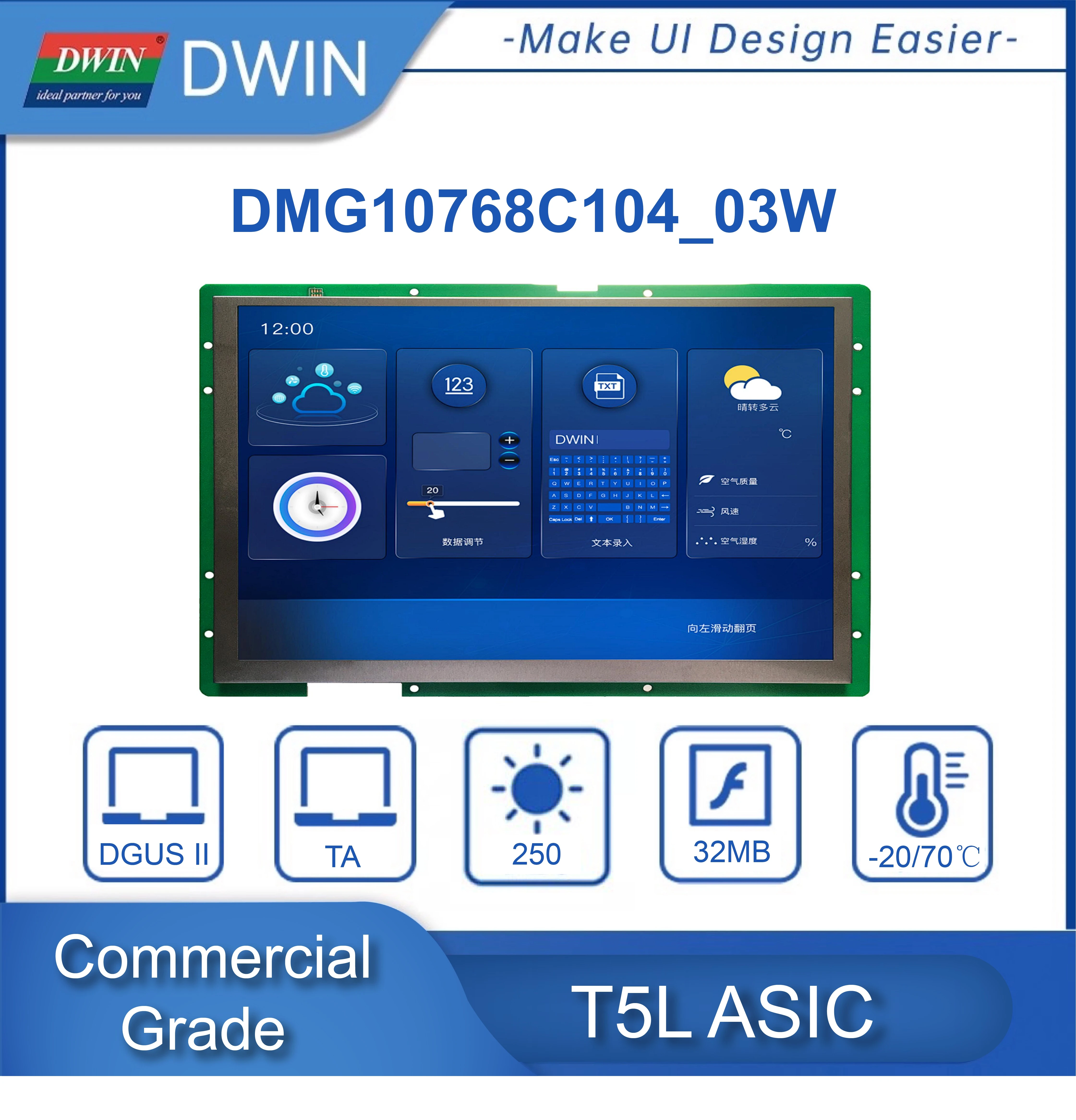 DWIN 10.4 Inci TFT LCD Tampilan Connect Arduino, Esp32, Esp8266, 1024* ...