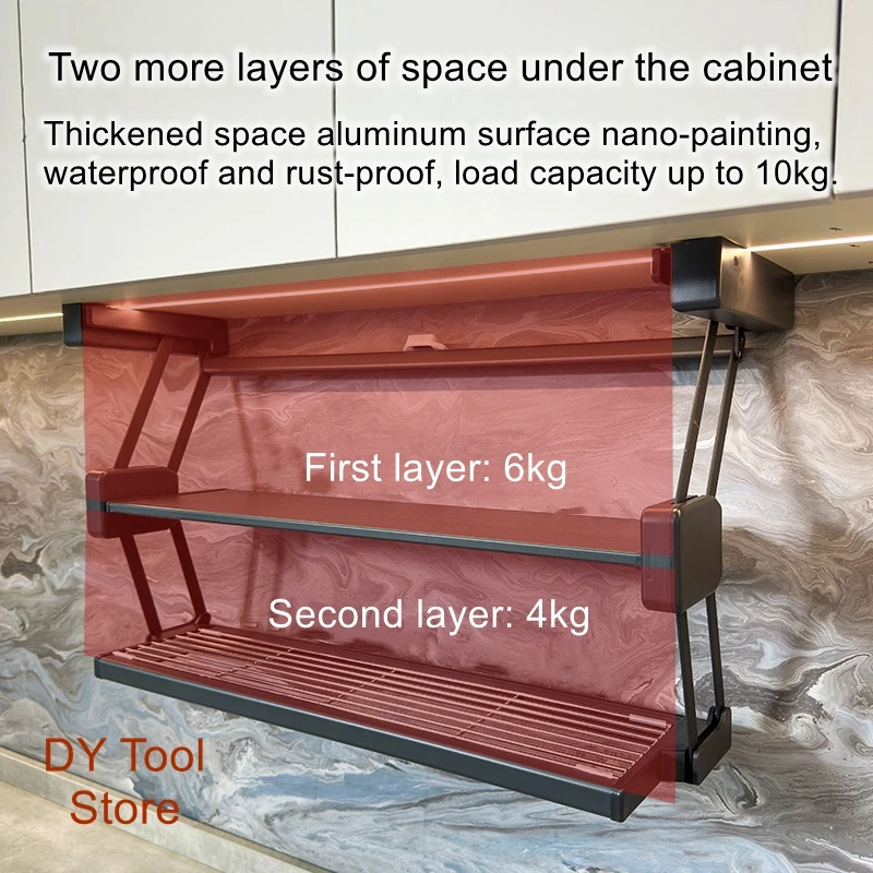 Kitchen-double-pull-down-folding-storage-rack-Household-hanging ...