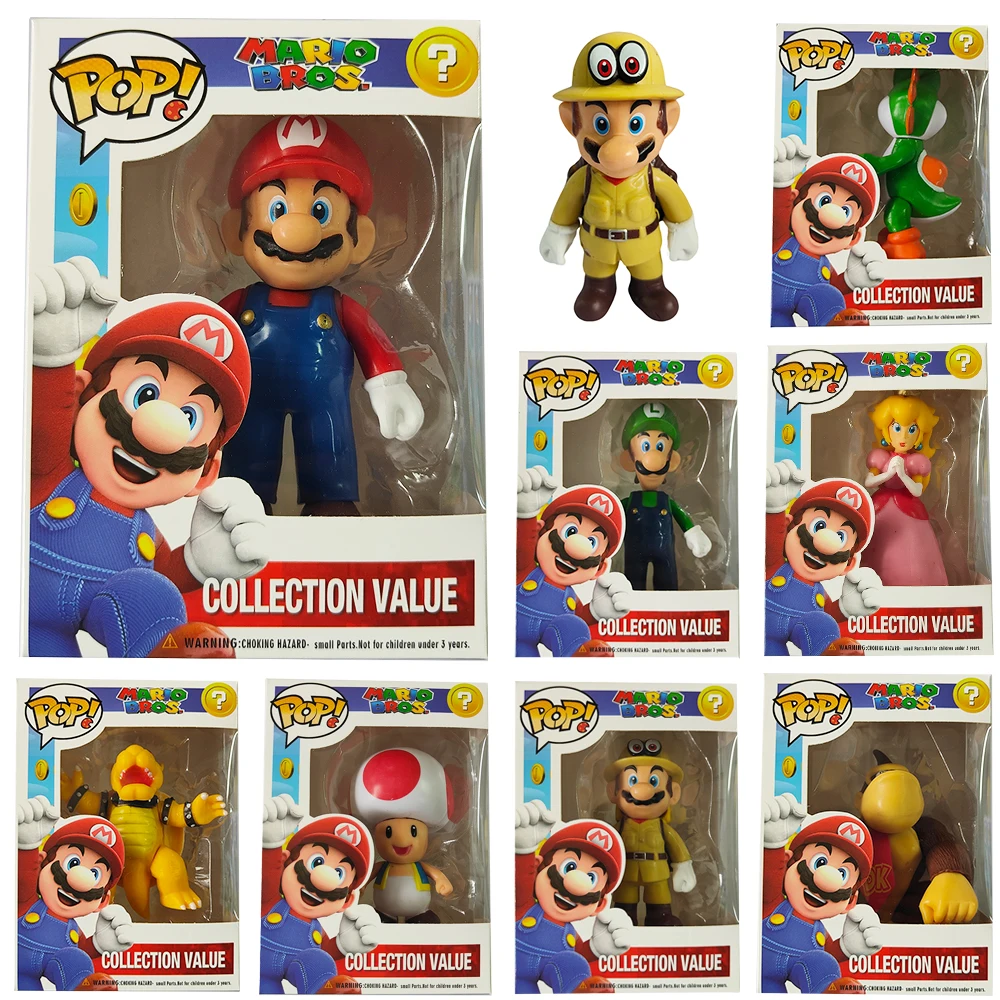 FUNKO-POP-super-Mario-Bros-Anime-Figure-Toys-Dolls-Model-Set-Luigi ...