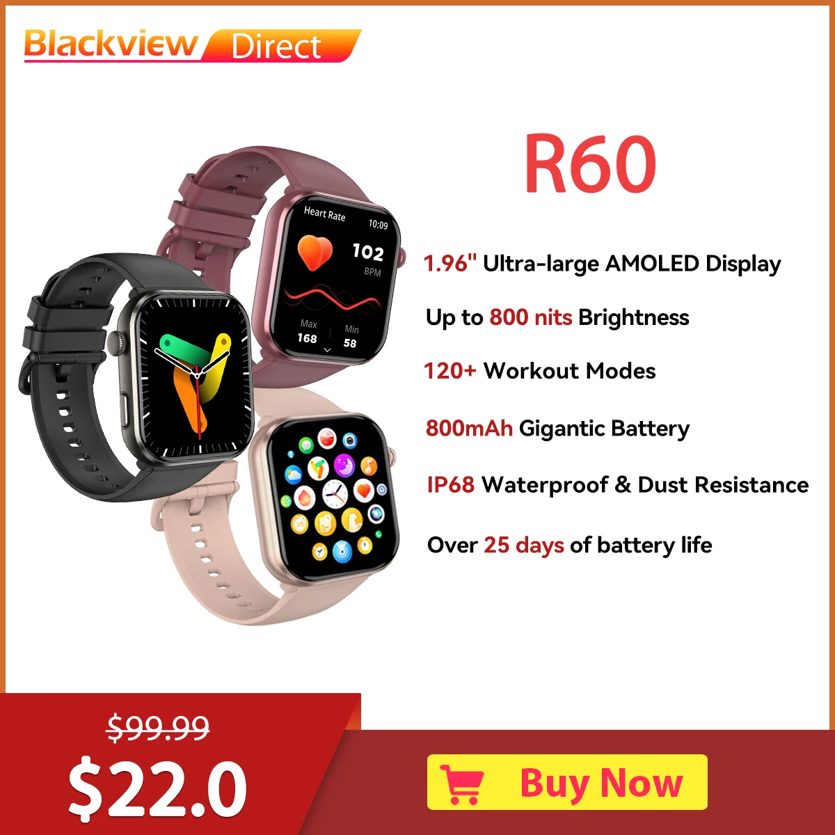 Blackview-R60-Smartwatch-for-Men-Women-1-96-AMOLED-Display-Tracker ...