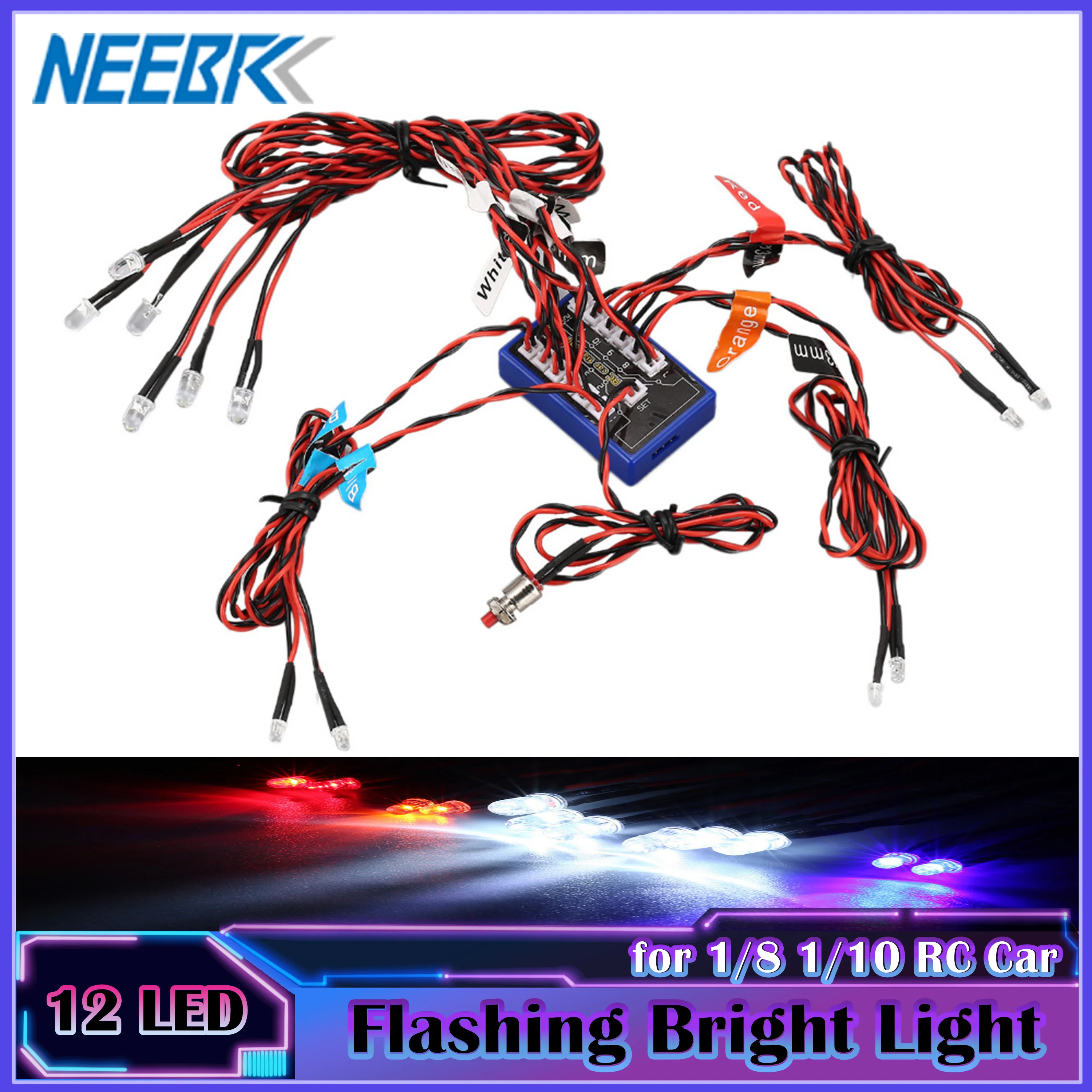 12-Ultra-LED-Flashing-Bright-Light-Strobe-Lamps-Kit-System-for-1-10-1-8 ...