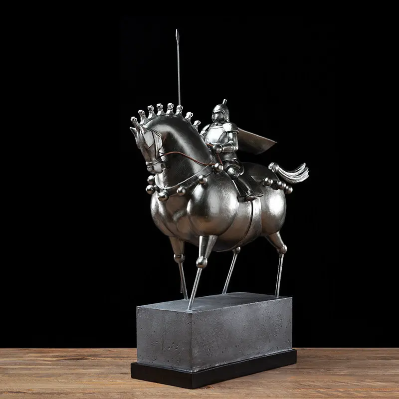 Silver Knights Sculpture Creative Crafts Warriors Characters Resins Furnishings Desk Decoration ...