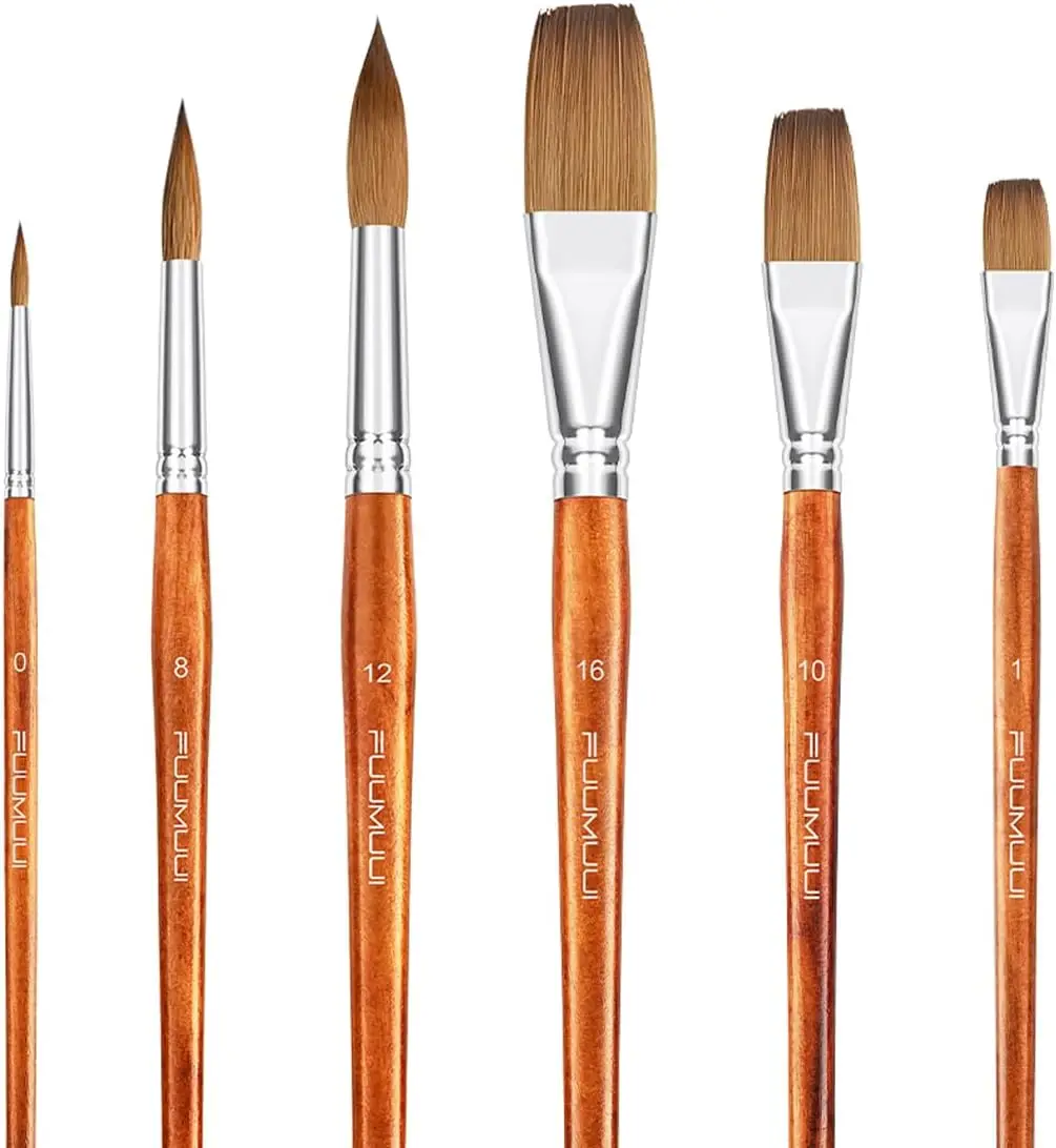 Sable-Watercolor-Brushes-Professional-Fuumuui-6Pcs-Short-Handle ...